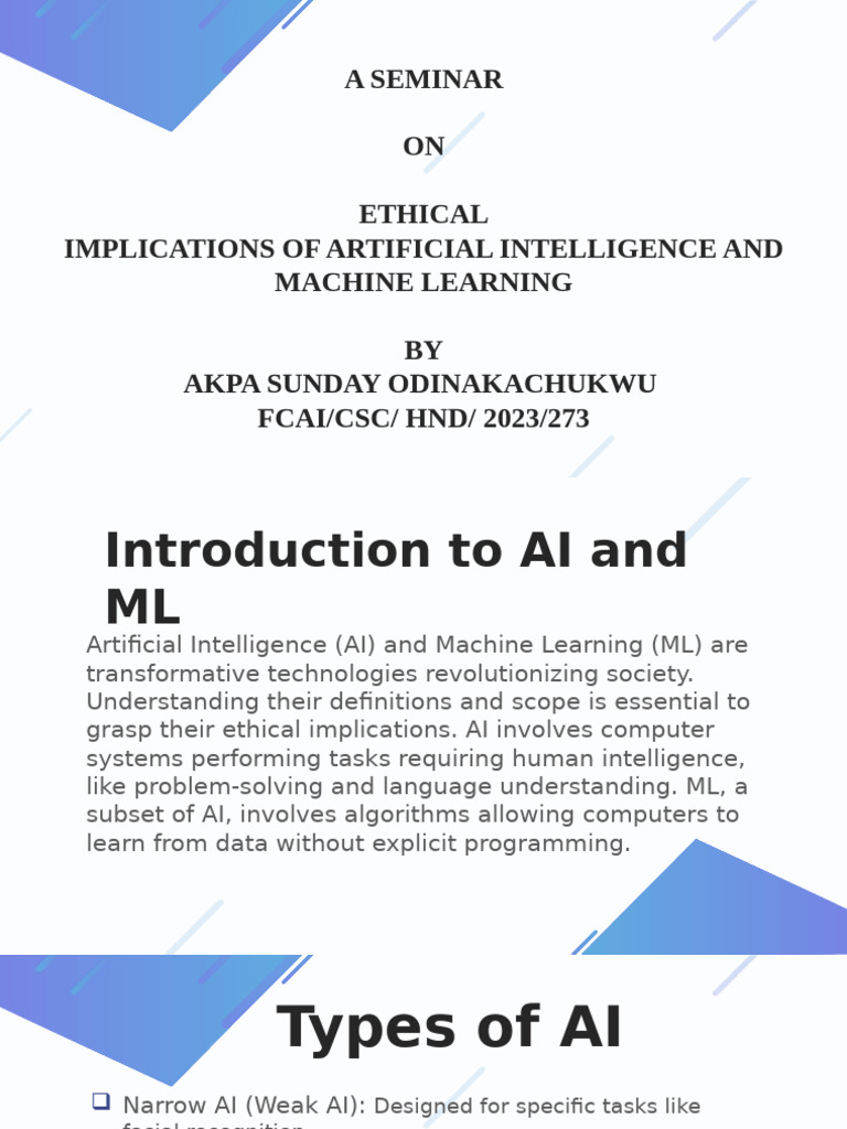 Ethical Implications of AI & ML Seminar | PDF | Machine Learning ...