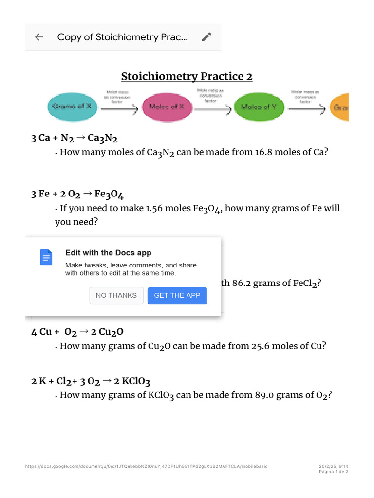 Copy of Stoichiometry Practice 2 | PDF