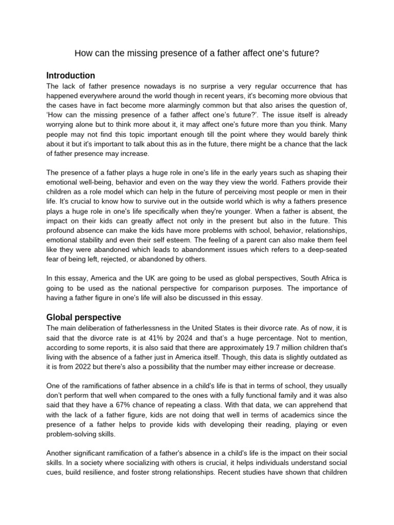 Impact of Father Absence on Future | PDF | Attachment Theory | Father