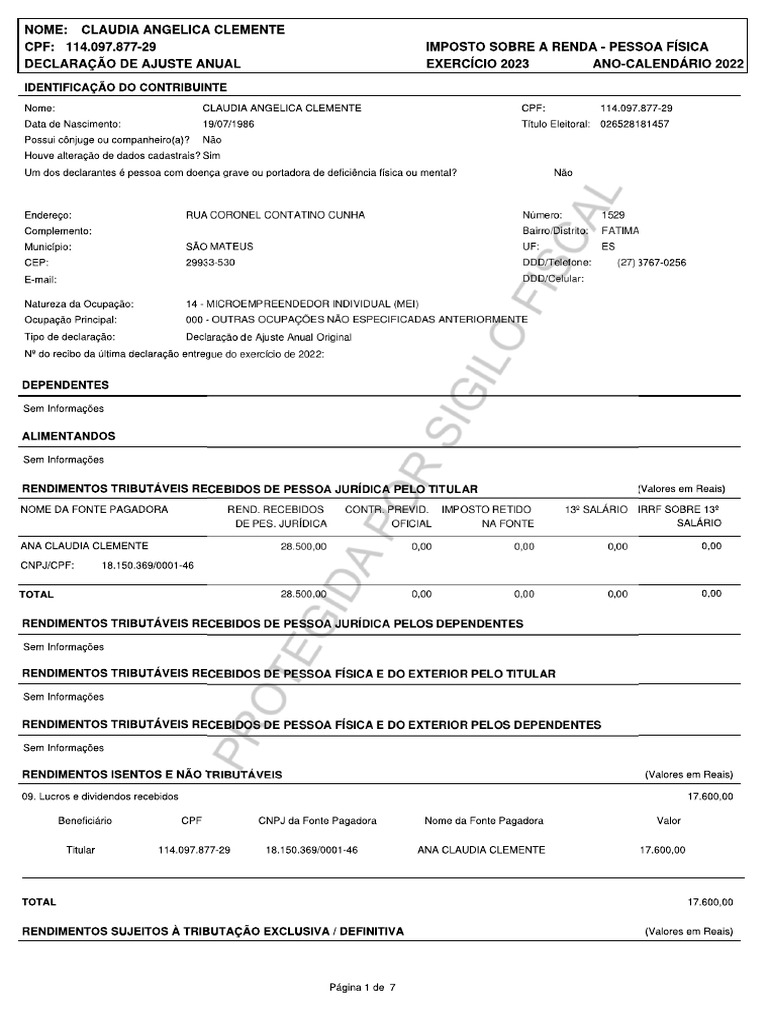 declaração irpf | PDF