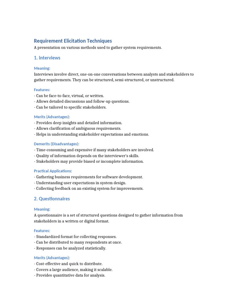 Requirement Elicitation Techniques | PDF | Usability | Business