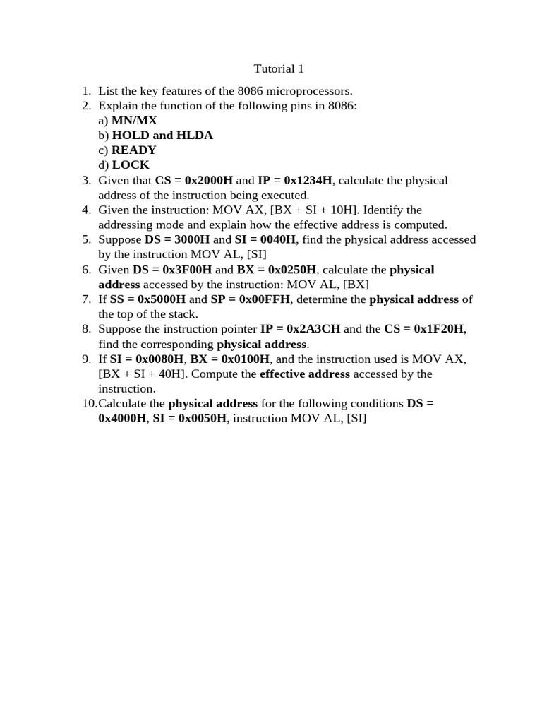8086 and physical address qns | PDF