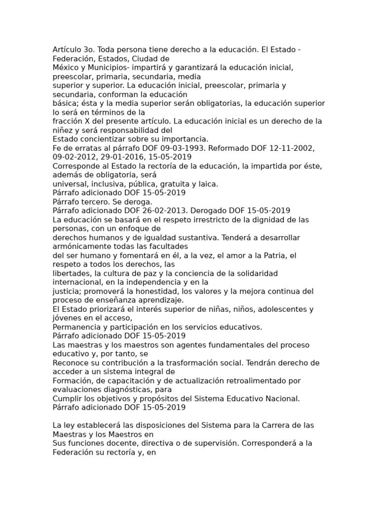 Derecho a la Educación en México | PDF | Educación de la primera ...