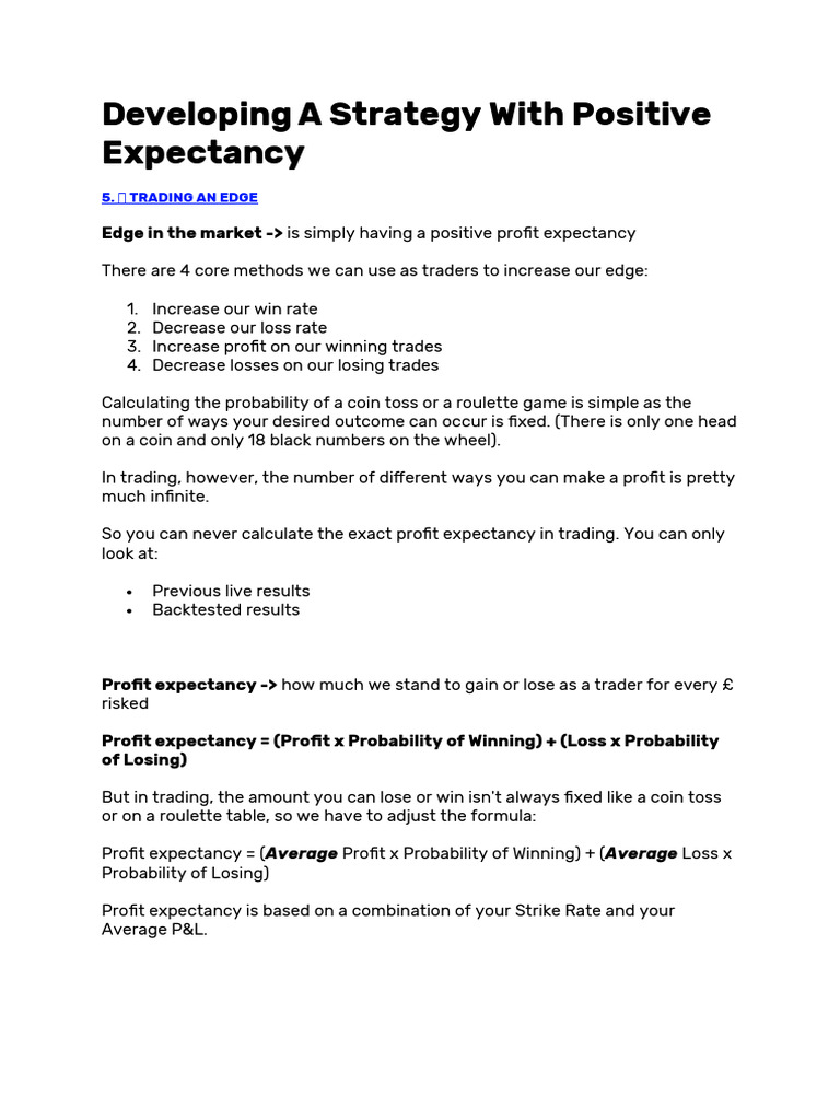 Developing A Strategy With Positive Expectancy | PDF