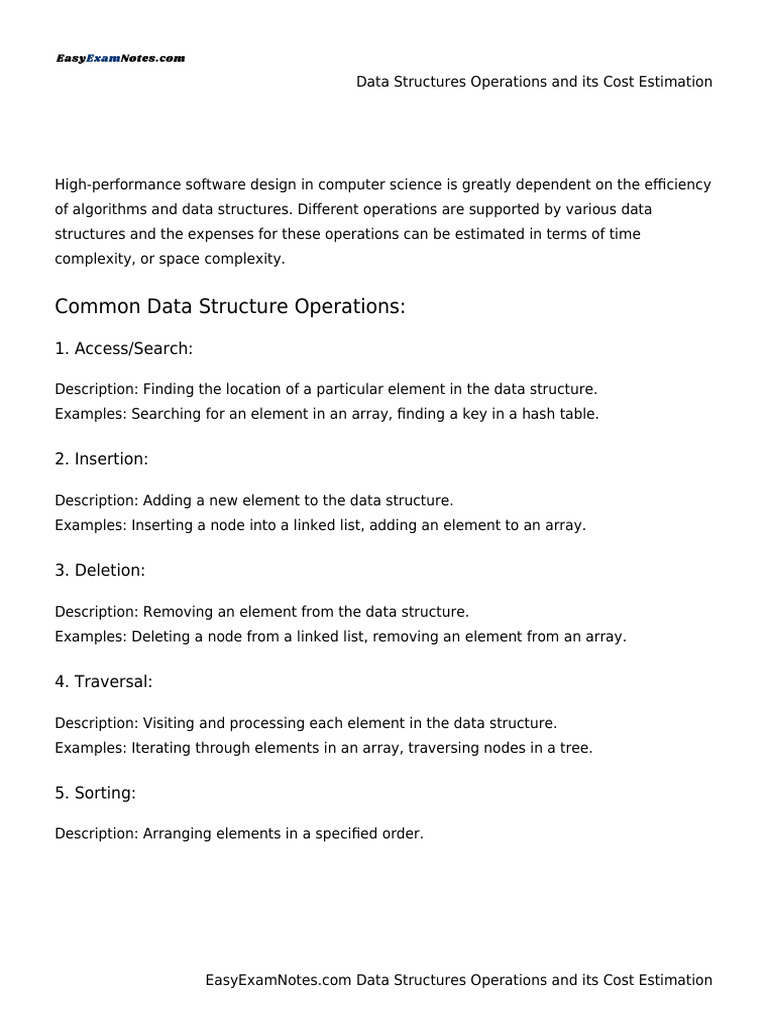 4-Data Structures Operations and Its Cost Estimation | PDF | Time Complexity | Theoretical ...