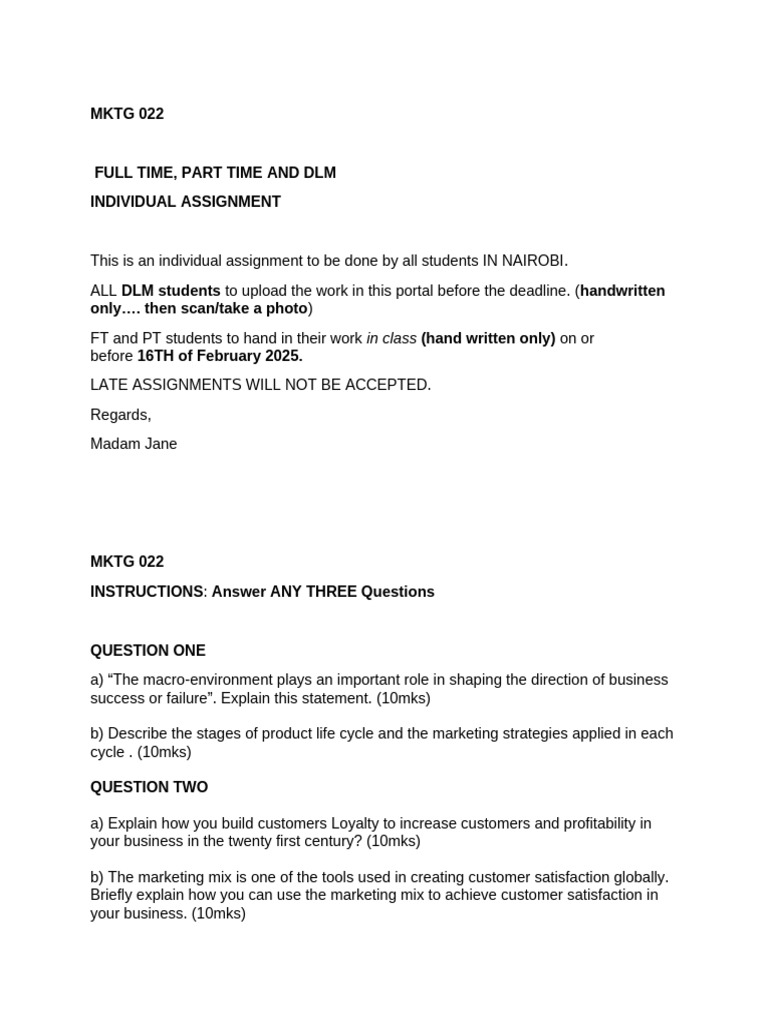 MKTG 022 Assignment 1st 2025 | PDF
