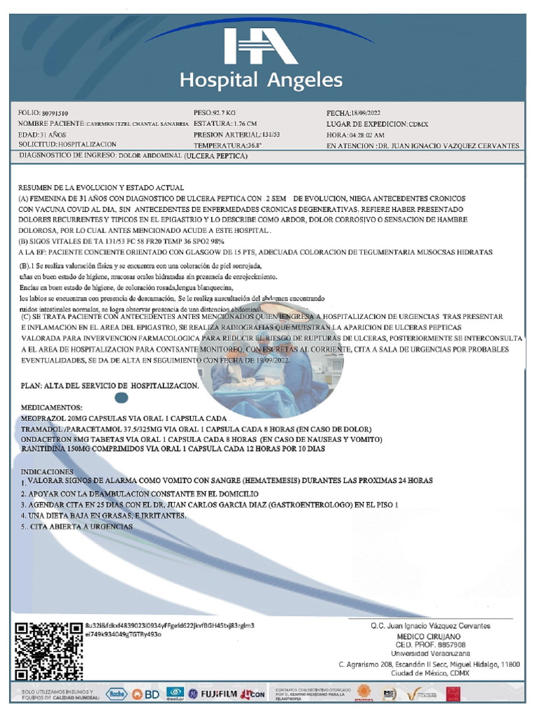 Alta Hospitalaria G8710983020cics | PDF