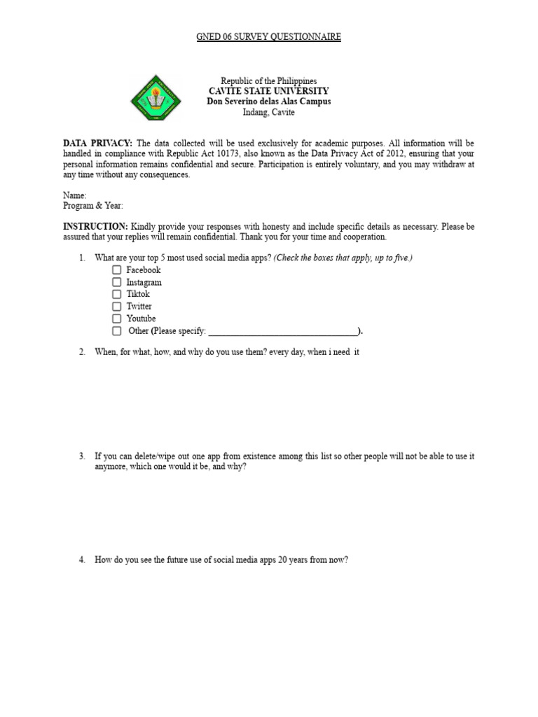 Gned 06 Survey Questionnaire | PDF