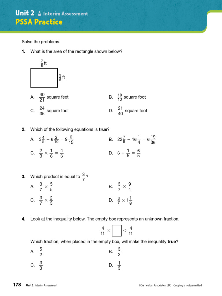 PSSA Practice Unit 2 Assessment | PDF | Mathematical Concepts | Mathematics