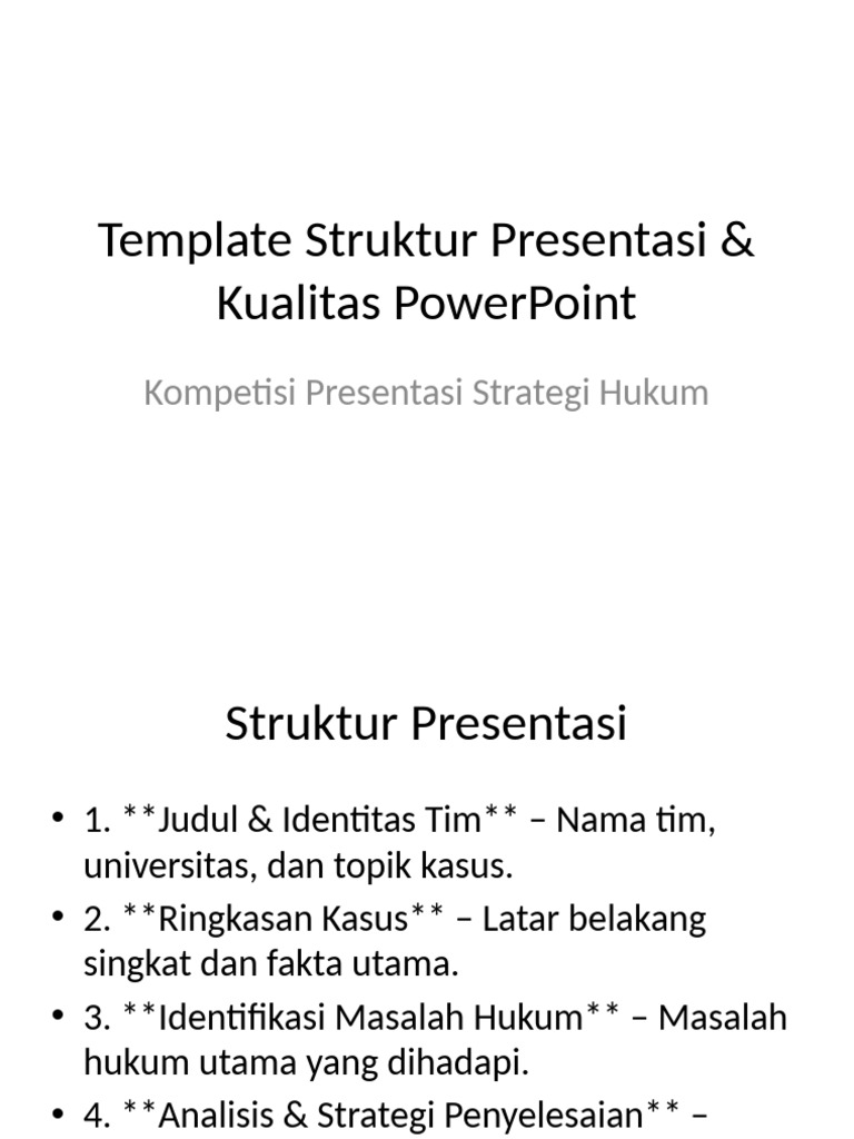 Template Struktur Presentasi Kompetisi Hukum | PDF