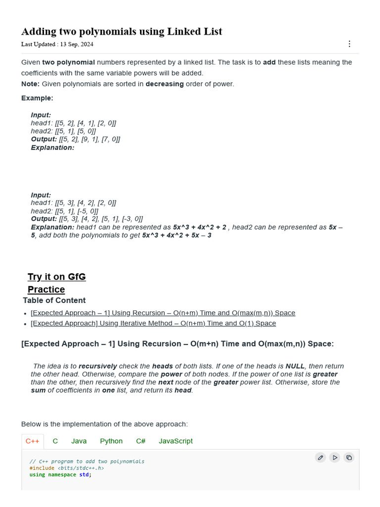 6-7-Adding Two Polynomials Using Linked List | PDF | Computer Science ... 6-7-Adding Two Polynomials Using Linked List | PDF | Computer Science ...