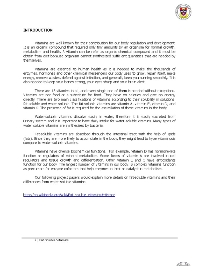 Fat-Soluble Vitamins Assignment) Editted | PDF | Vitamin A | Vitamin