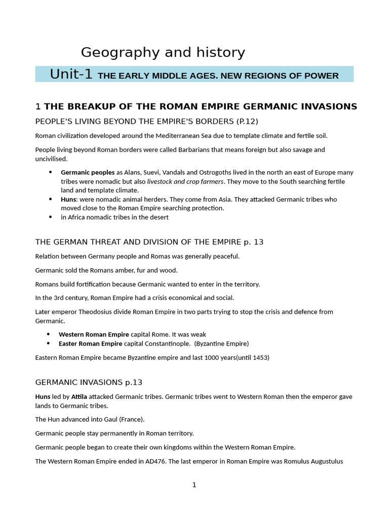 Tema1 The Early Middle Age | PDF | Germanic Peoples | Byzantine Empire