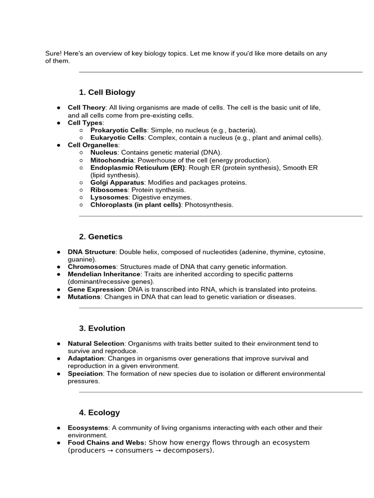 Biology notes 1 | PDF | Cell (Biology) | Dna