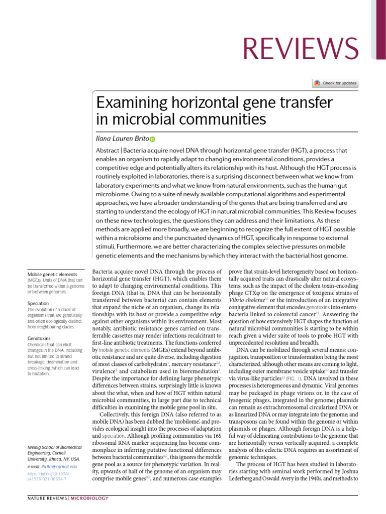 Examining Horizontal Gene Transfer | PDF | Dna Sequencing | Bacteriophage