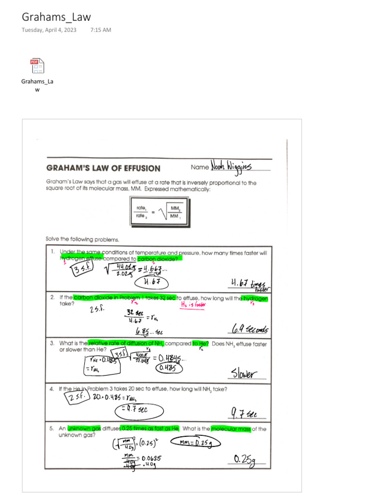 Understanding Graham's Law of Effusion | PDF
