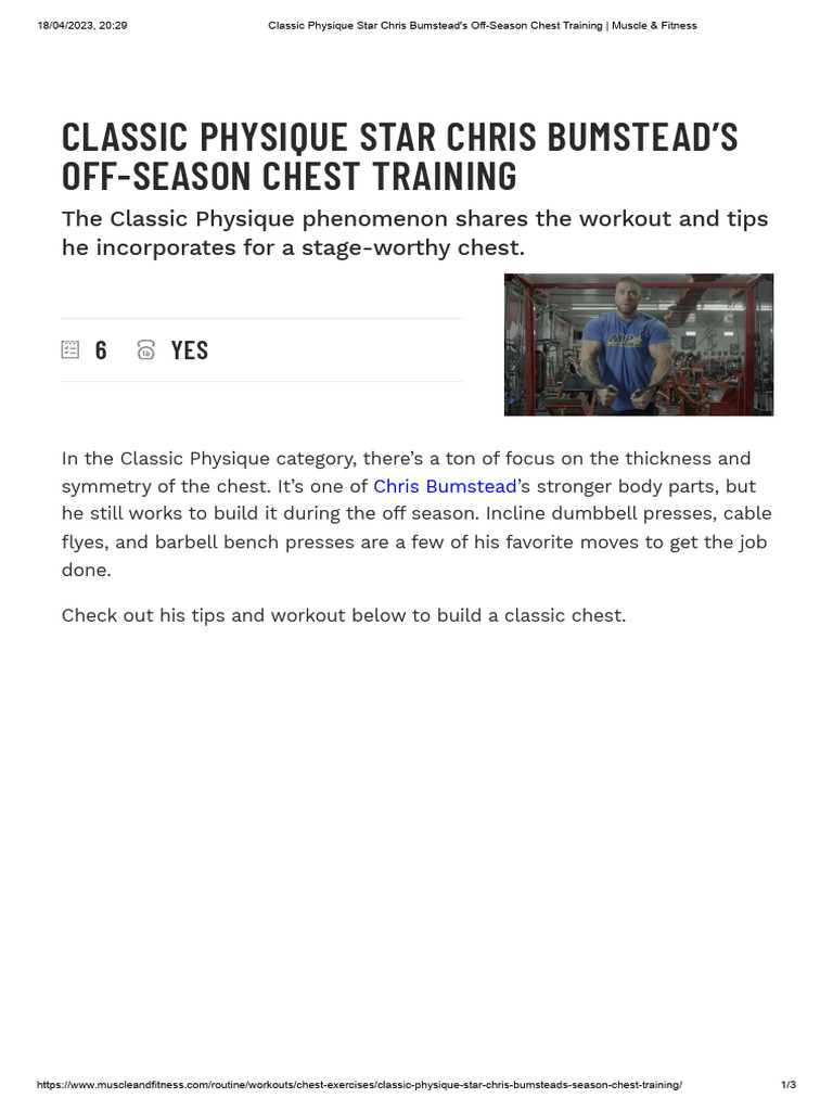 Classic Physique Star Chris Bumstead's Off-Season Chest Training - Muscle & Fitness | PDF ...