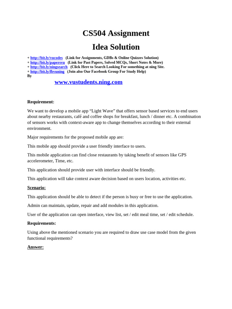 CS504 Assignment No 01 Solution Fall 2020 | PDF