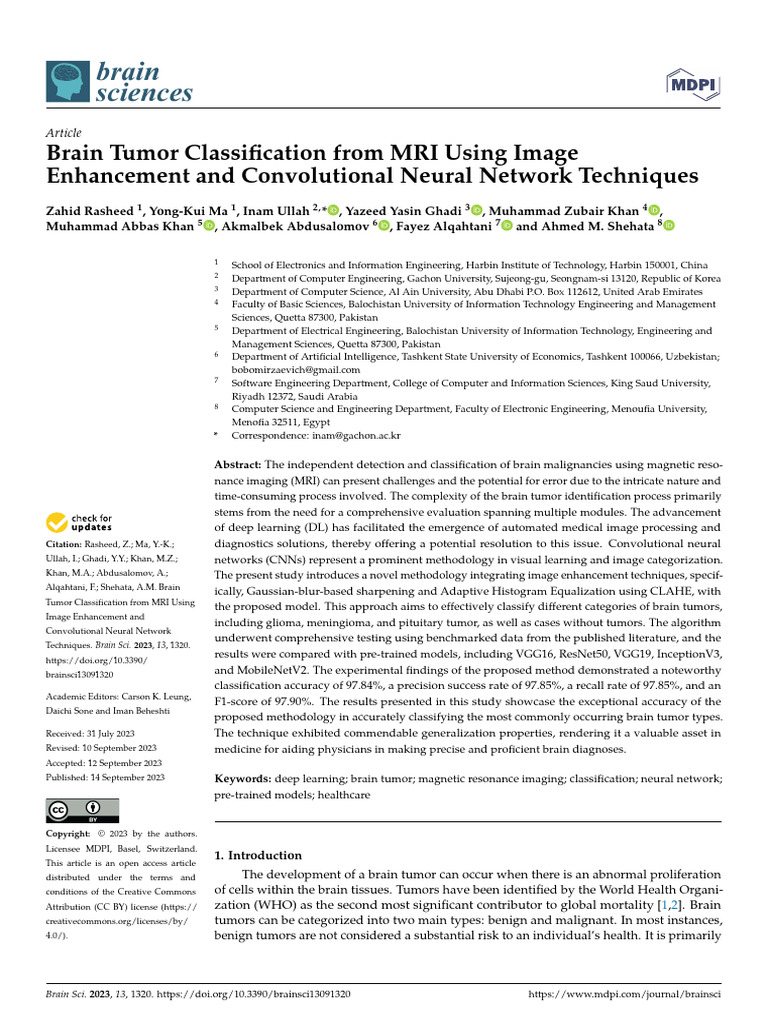 Brain Tumor Classification From MRI Using Image | PDF | Benign Tumor ...