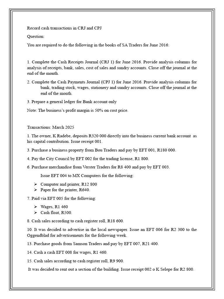 Grade 9 Cash Transaction | PDF