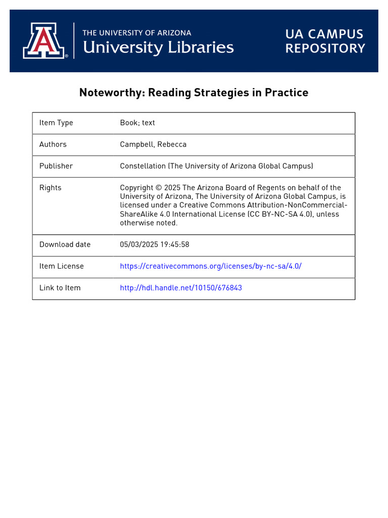 Noteworthy Reading Strategies in Practice OER Textbook | PDF | Reading ...