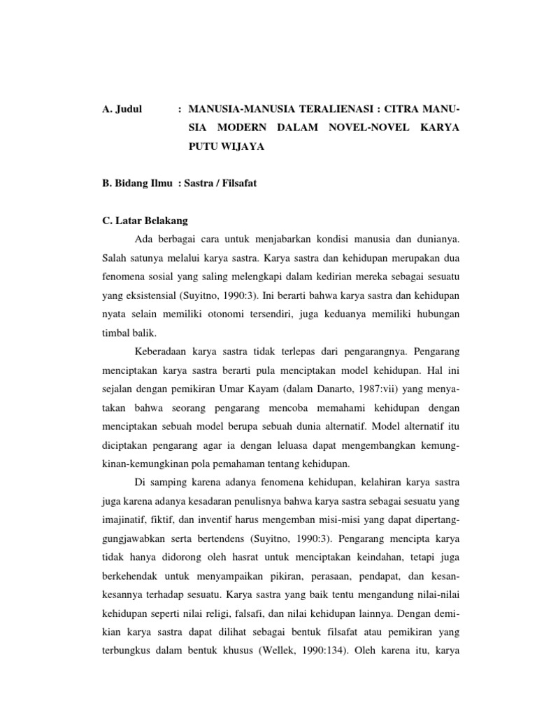 Alienasi dalam Novel Putu Wijaya | PDF | Filsafat | Sejarah