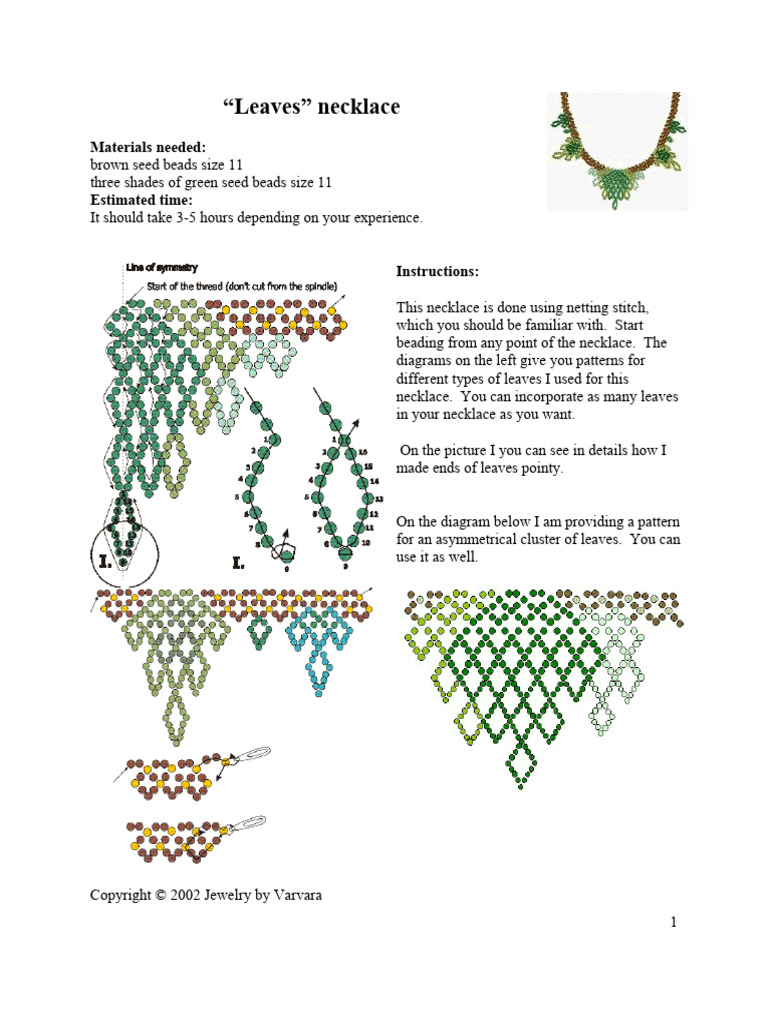 Leaves necklace by Varvara | PDF