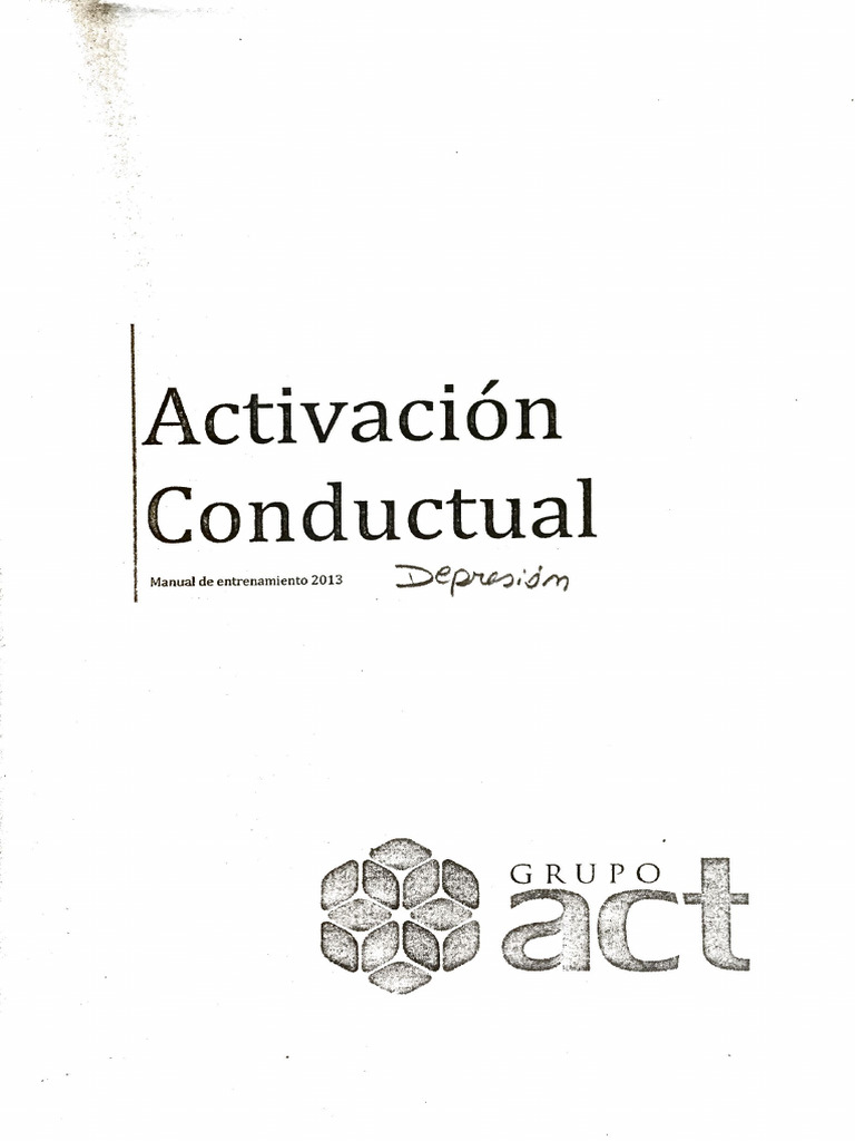 Lejuez - Activación Conductual (Manual Depresion) | PDF