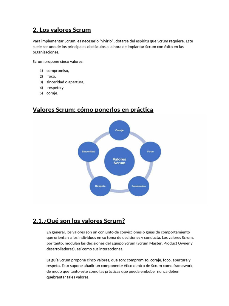 Valores Scrum: Claves para su Implementación | PDF | Scrum (desarrollo ...