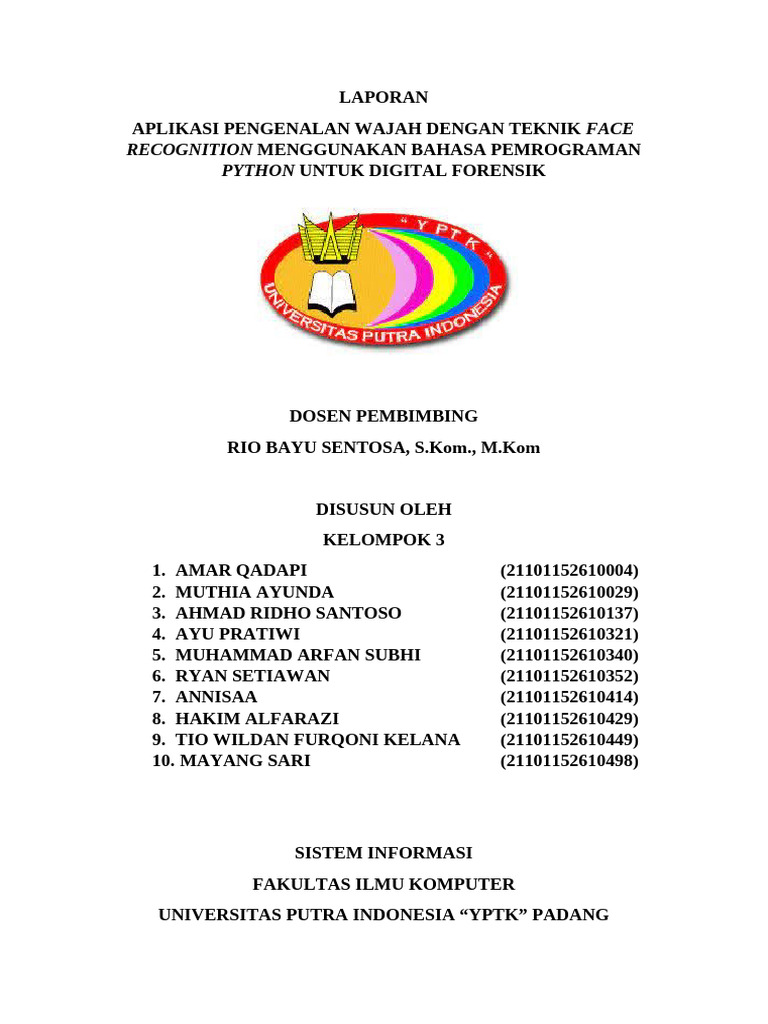 Laporan Kelompok 3 - Face Recognition | PDF