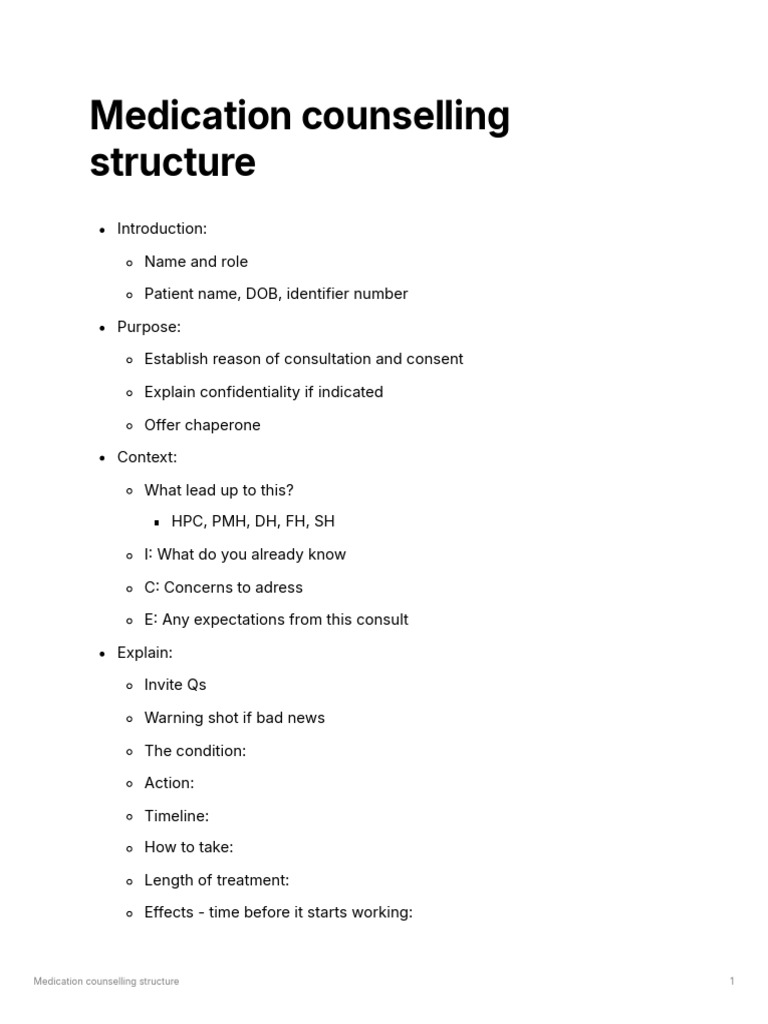 Comprehensive Medication Counselling Guide | PDF