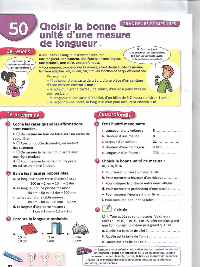 Choisir La Bonne Unité Dune Mesure de Longueur | PDF