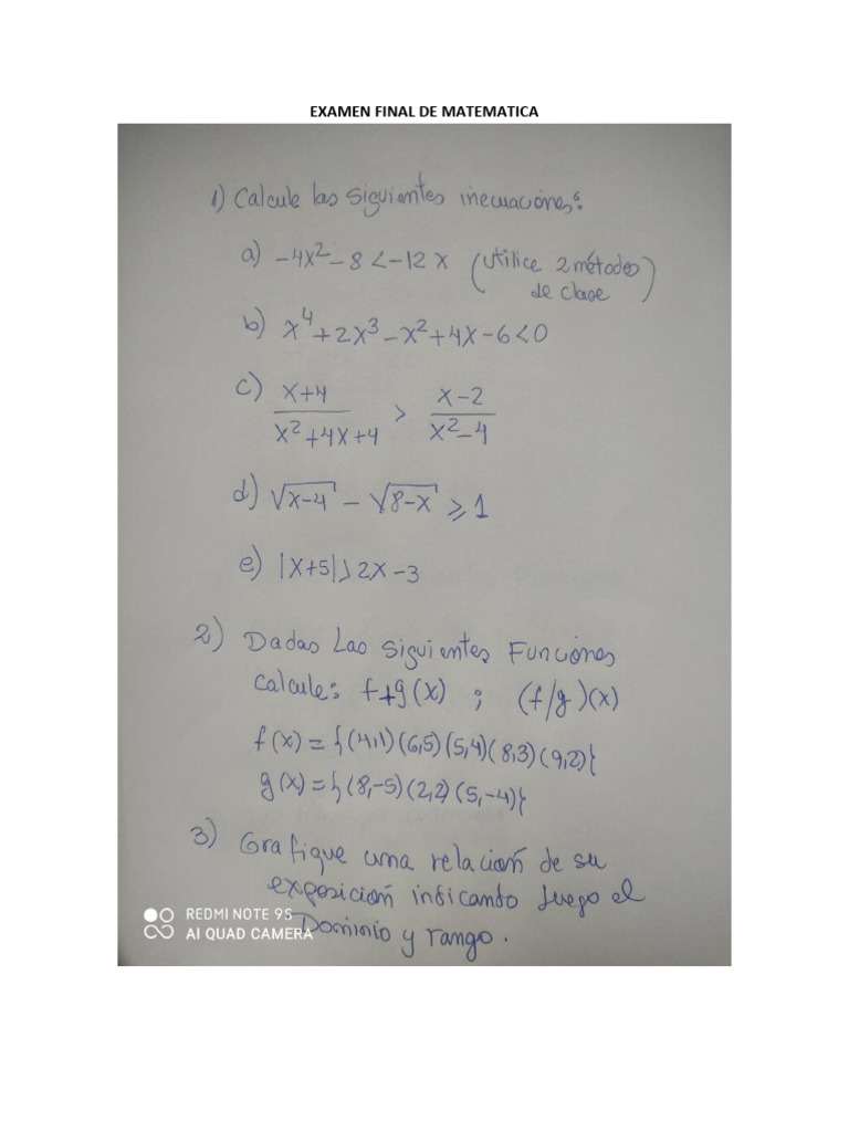 Examen Final de Matematica (B) | PDF