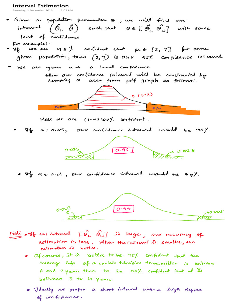 Chapter9 Notes2 (Interval Estimation) | PDF