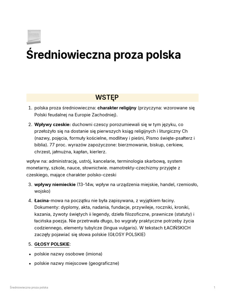 Średniowieczna Proza Polska | PDF
