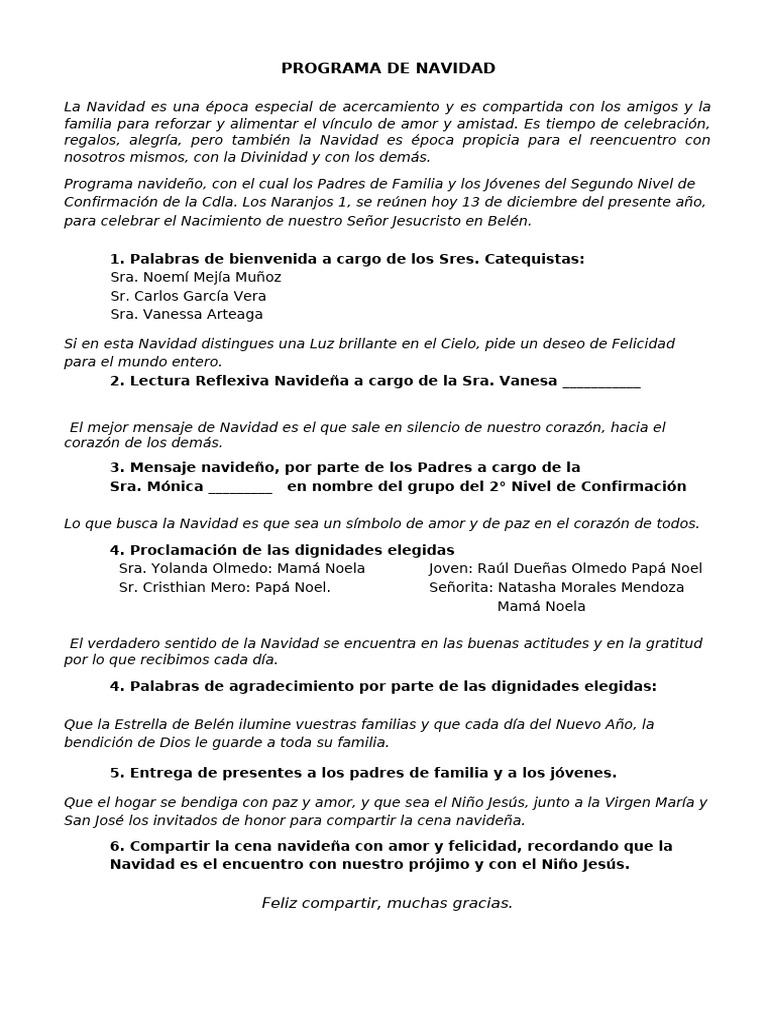 Programa Navideño 2022 | PDF