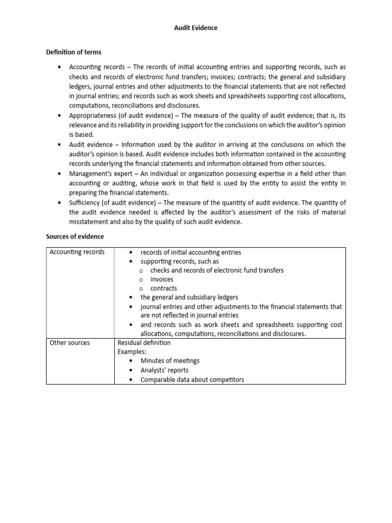 Audit Evidence: Key Terms & Procedures | PDF | Audit | Accounting