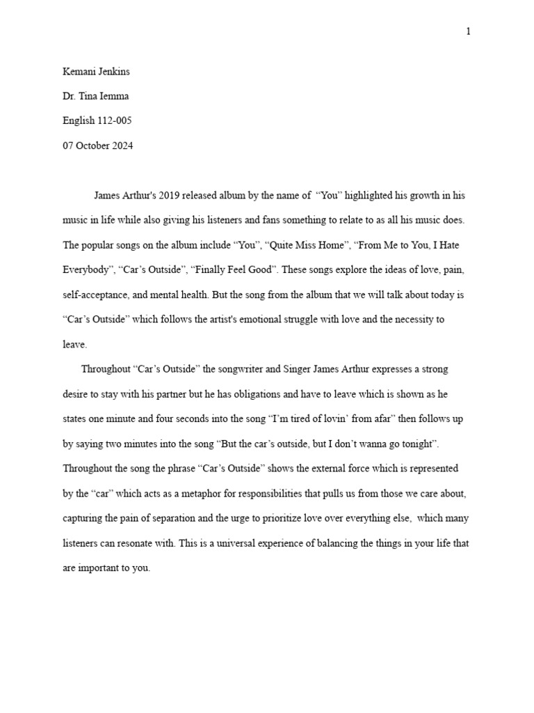 Final Draft Song Analysis | PDF | Love