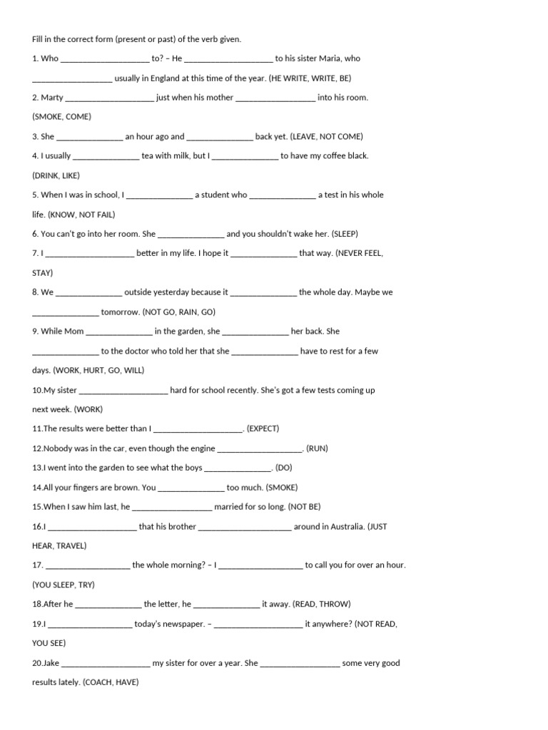All-Present or Past Tenses | PDF