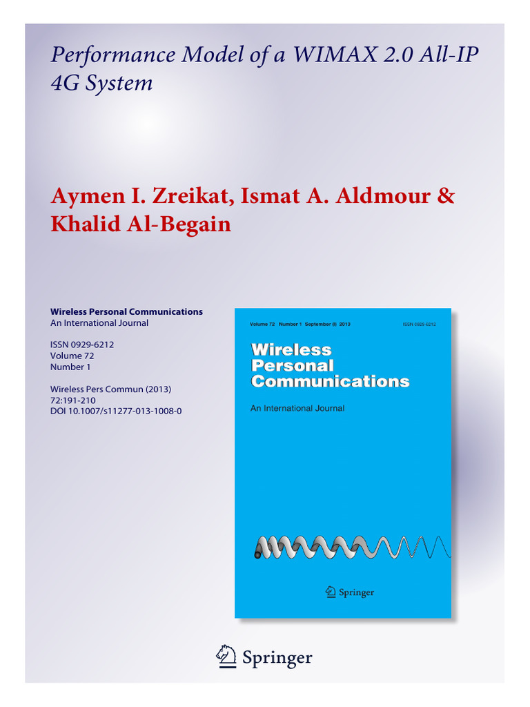 Performance Model of a WIMAX 2.0 All-IP 4G System | PDF | 4 G | Wi Max