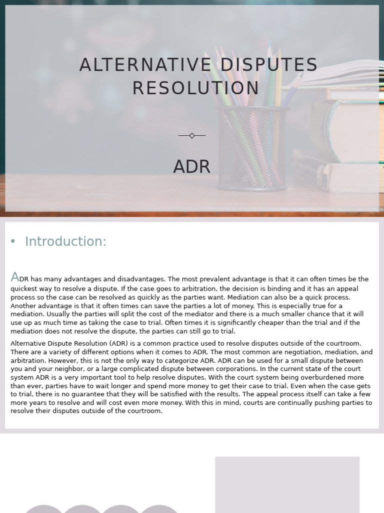 Présentation 1 | PDF | Alternative Dispute Resolution | Mediation