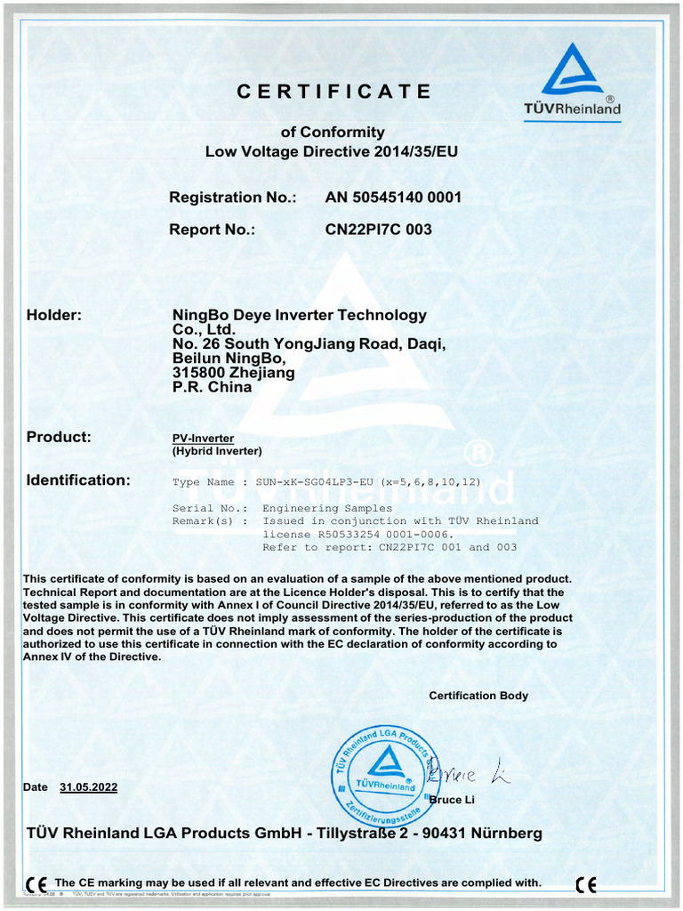 Deye - Certificate - IEC 62109-1 (-2) &EN 62109-1 (-2) - SUN - (5-12) K ...