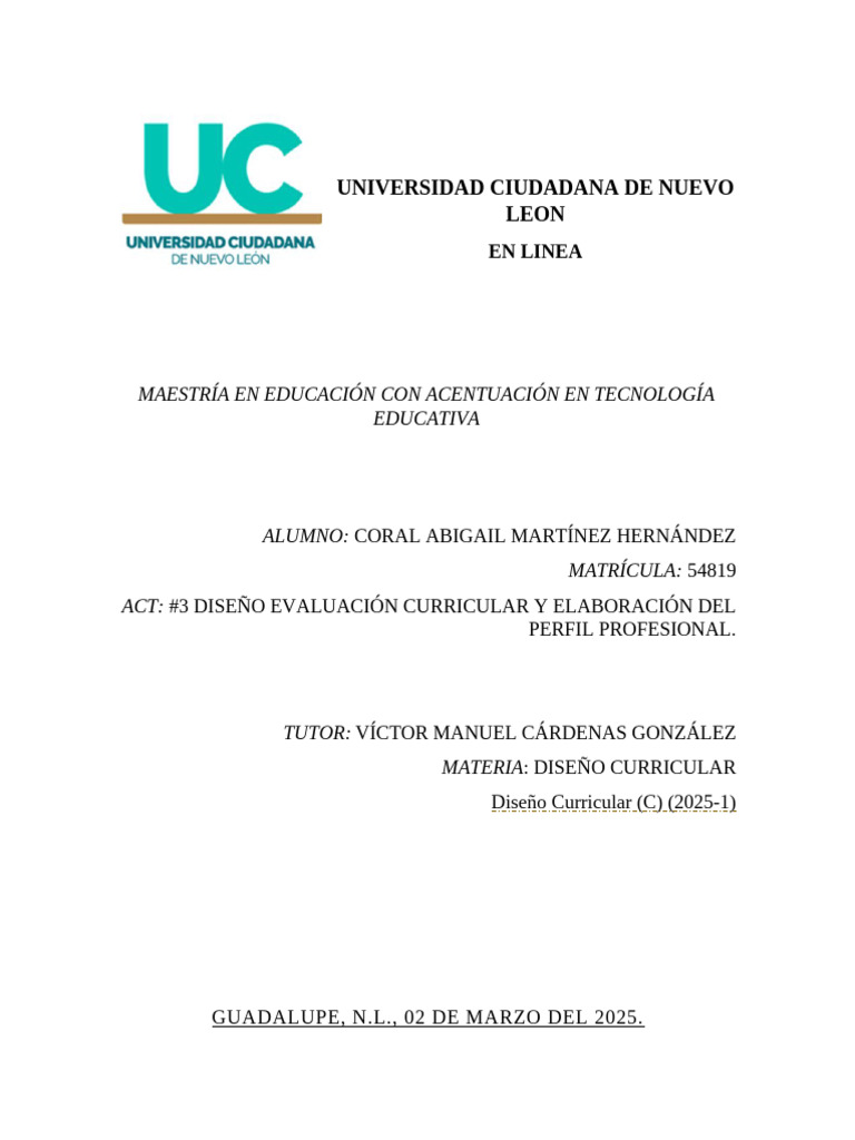 Actividad 3 CMH | PDF | Evaluación | Plan de estudios