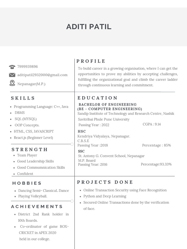 Aditi PatilResume | PDF