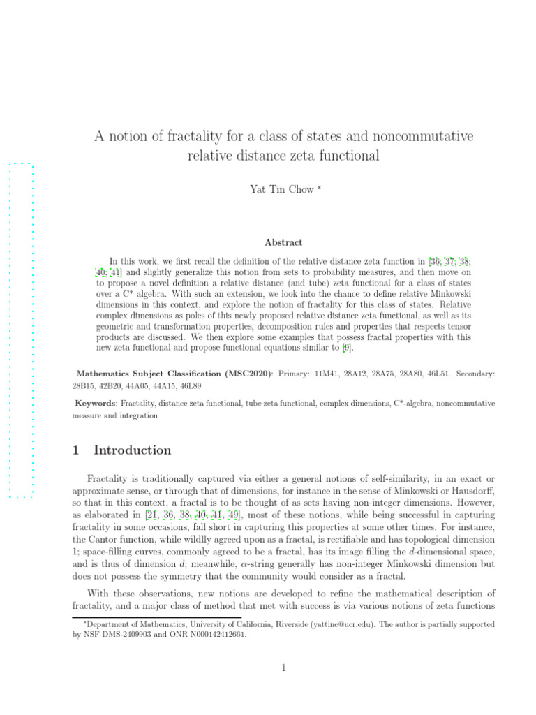 A Notion of Fractality For A Class of States and Noncommutative ...