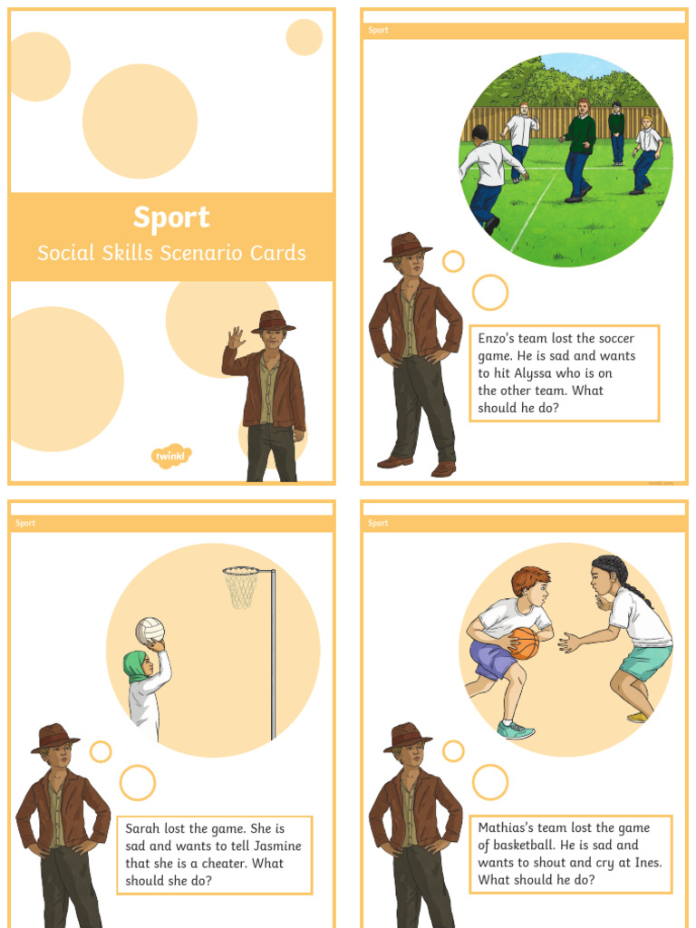 Social Skills Scenario Cards for Sports | PDF
