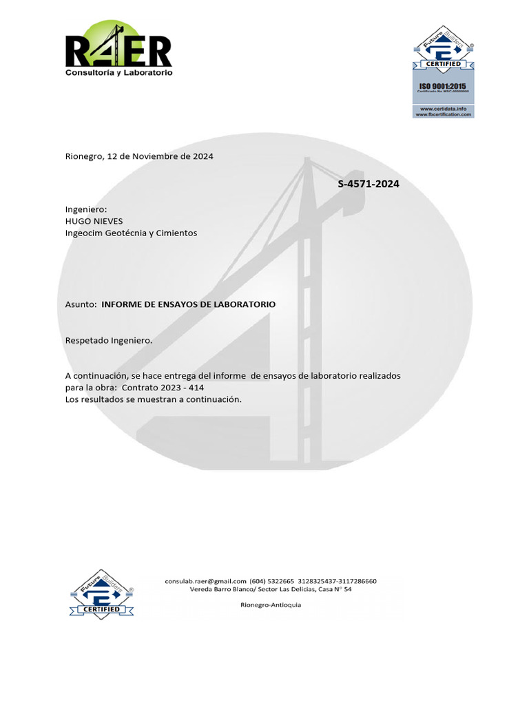 Informe de Ensayos de Suelo - Hugo Nieves | PDF | Geomorfología ...