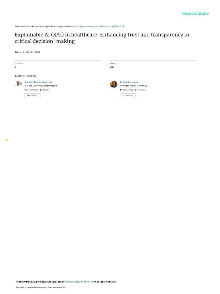 13-Explainable AI in Healthcare | PDF | Artificial Intelligence | Intelligence (AI) & Semantics