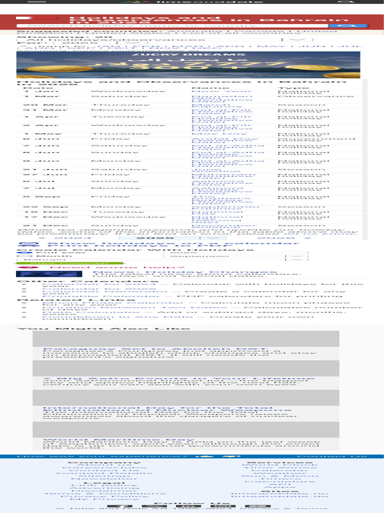 Holidays and Observances in Bahrain in 2025 | PDF | Calendar | Astronomy