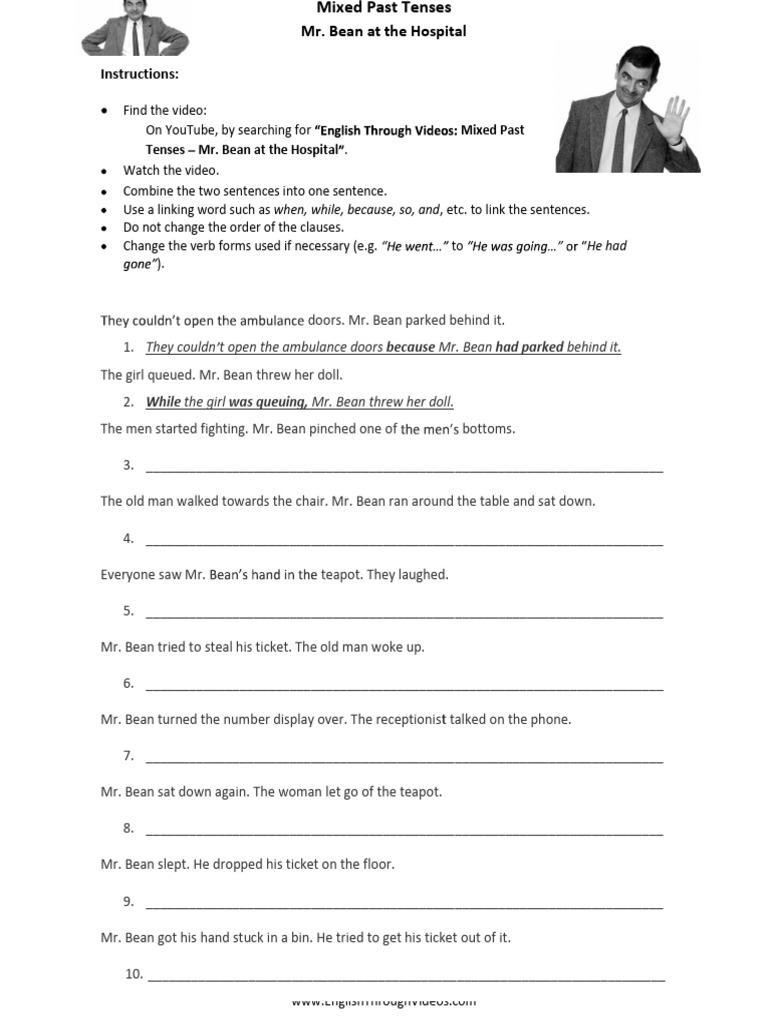 Stunarrative Tenses MR Bean Writing | PDF